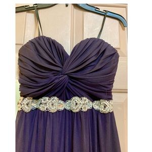 City Triangles | Dresses | Dark Purple Twist Front Strapless Draped ...